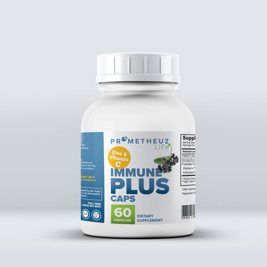 Immune PLus Capsules with Elderberry, Garlic, Echinacea, Vitamin C+Zinc